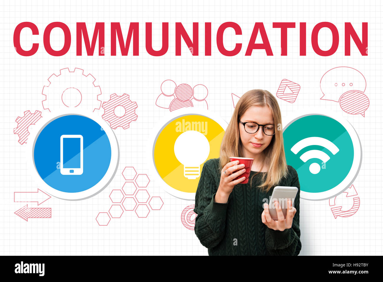 Technology Communication Icons Symbols Concept Stock Photo - Alamy