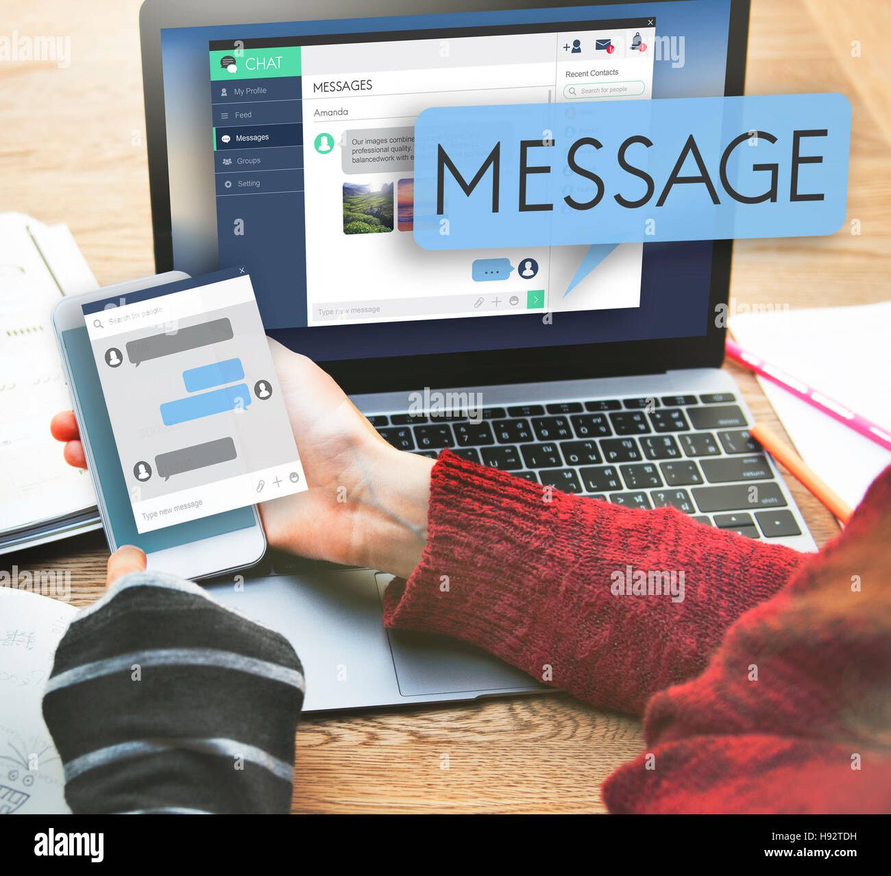 Online Message Email Digital Chatting Concept Stock Photo - Alamy