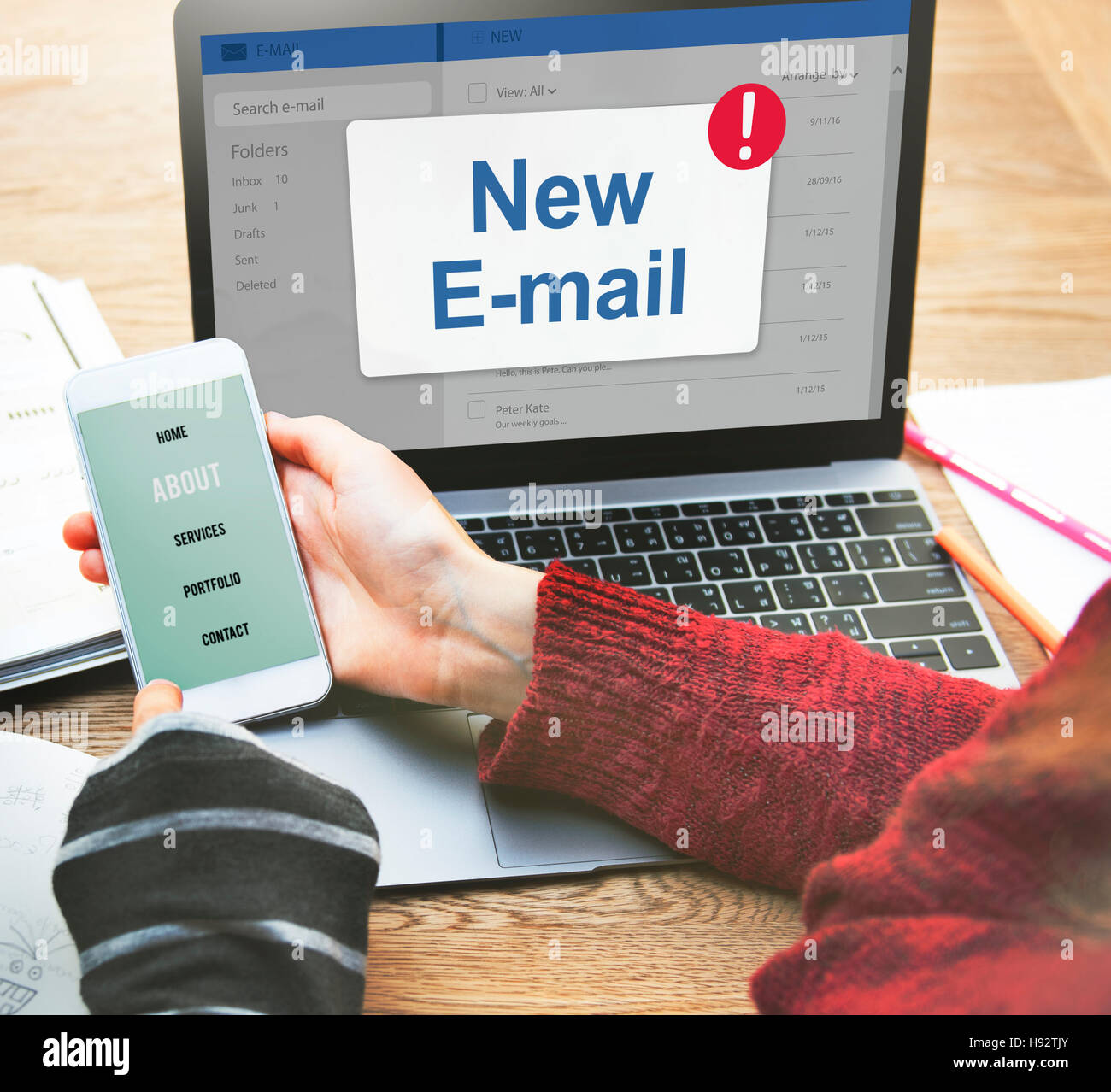 Message Inbox Notification Icon Concept Stock Photo - Alamy