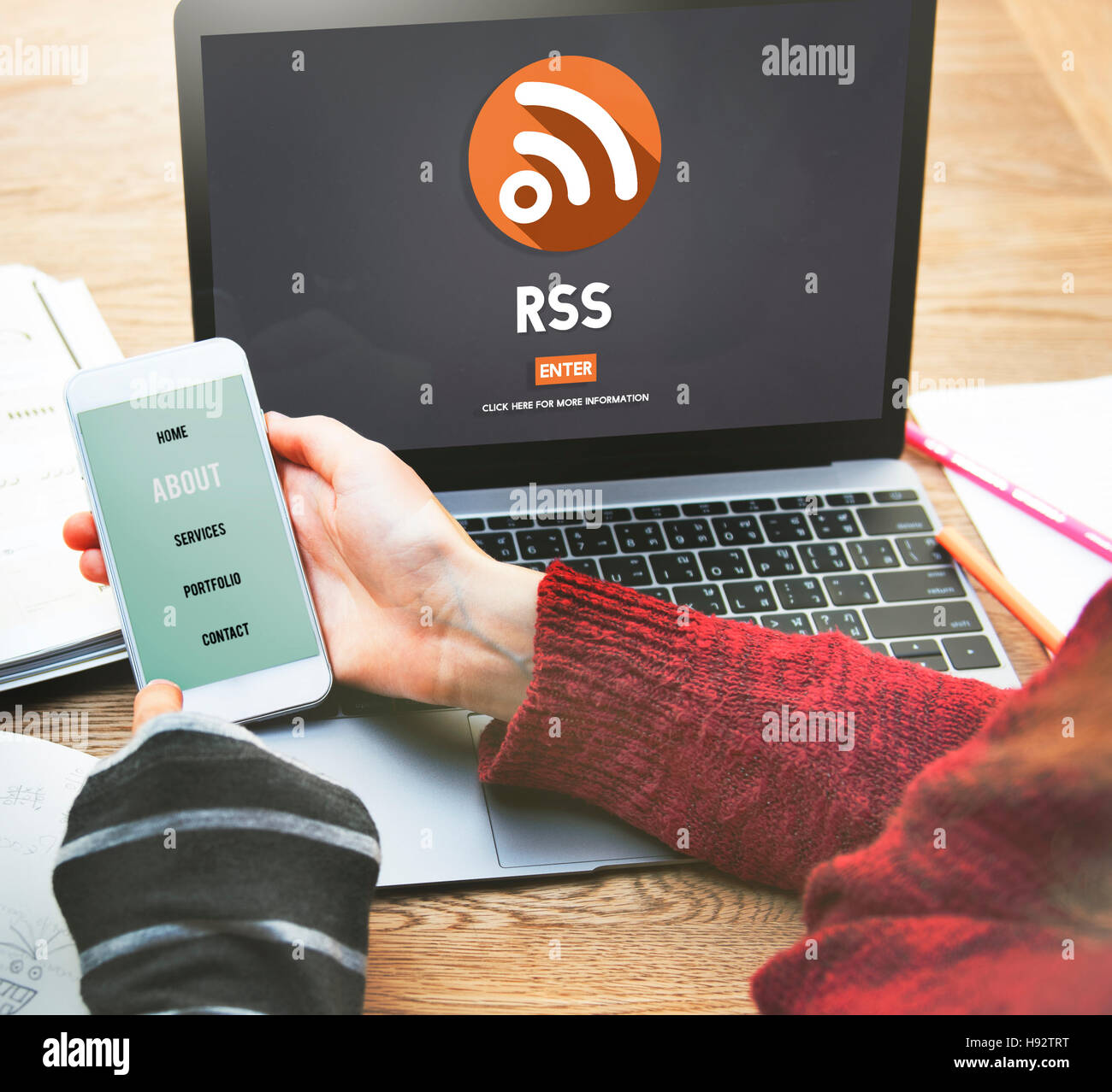 RSS Digital Announcement Network Technology Concept Stock Photo - Alamy