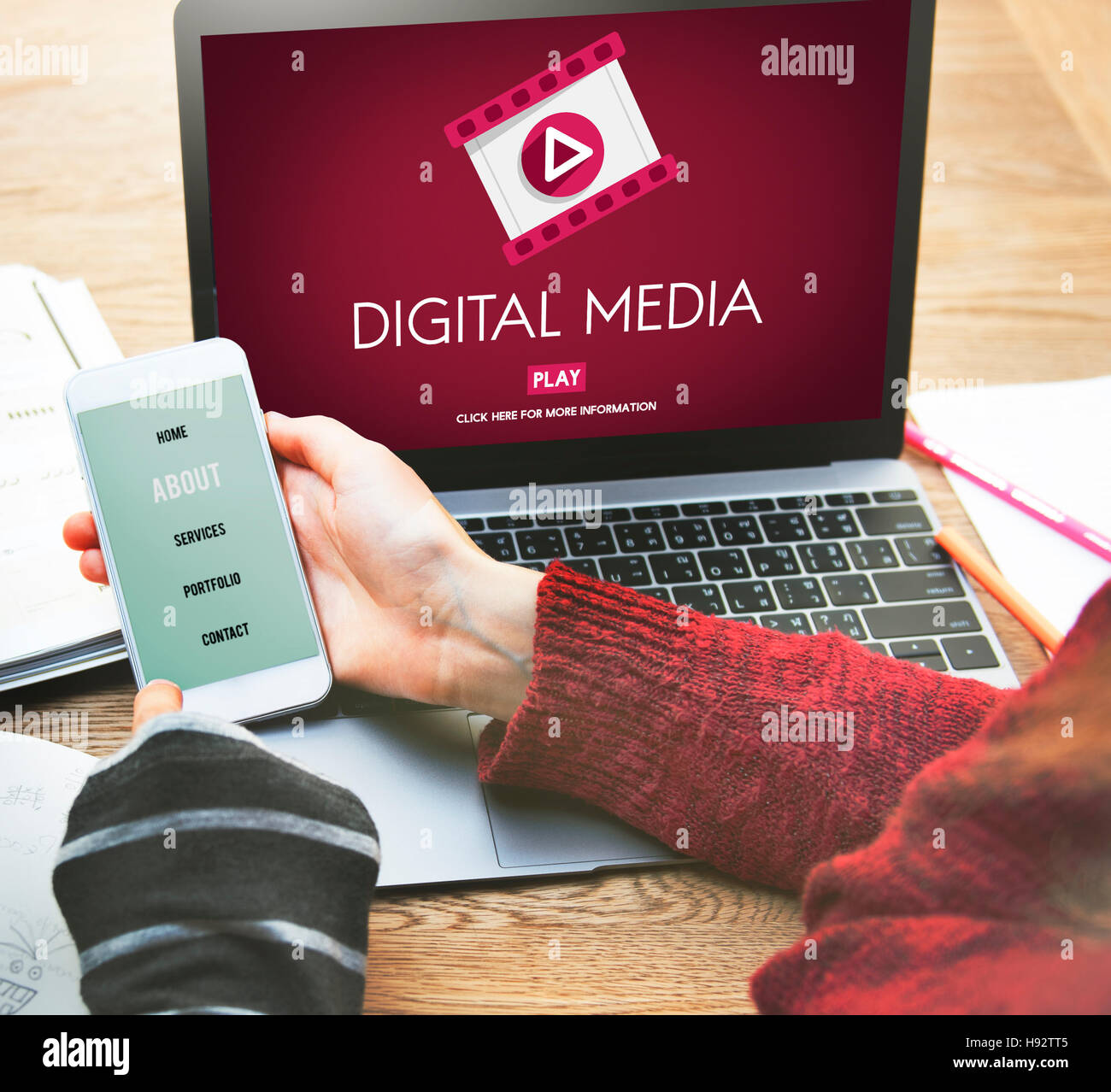 Digital Media Entertainment Technology Connection Concept Stock Photo ...