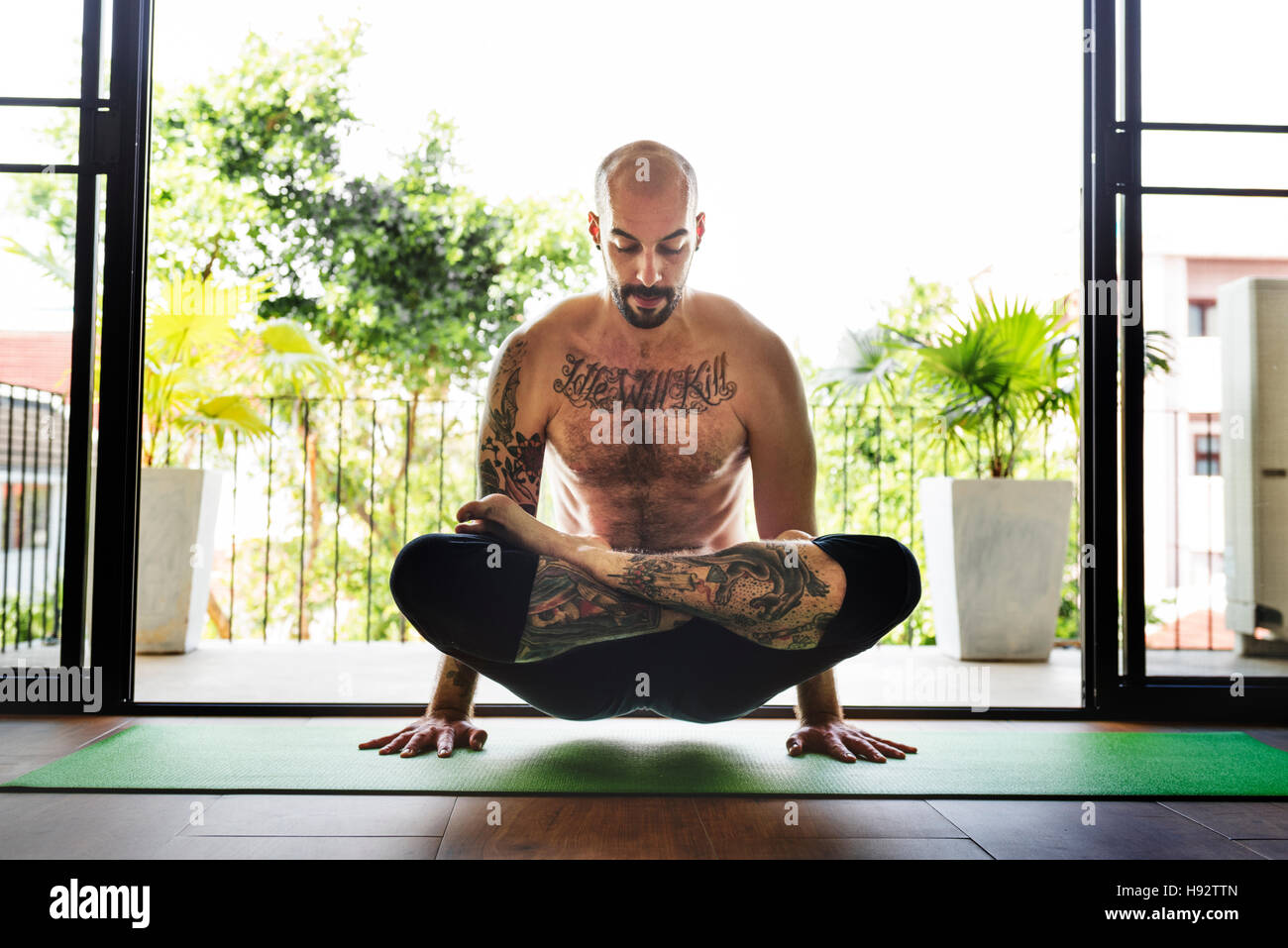 Man Yoga Practice Pose Training Concept Stock Photo - Alamy