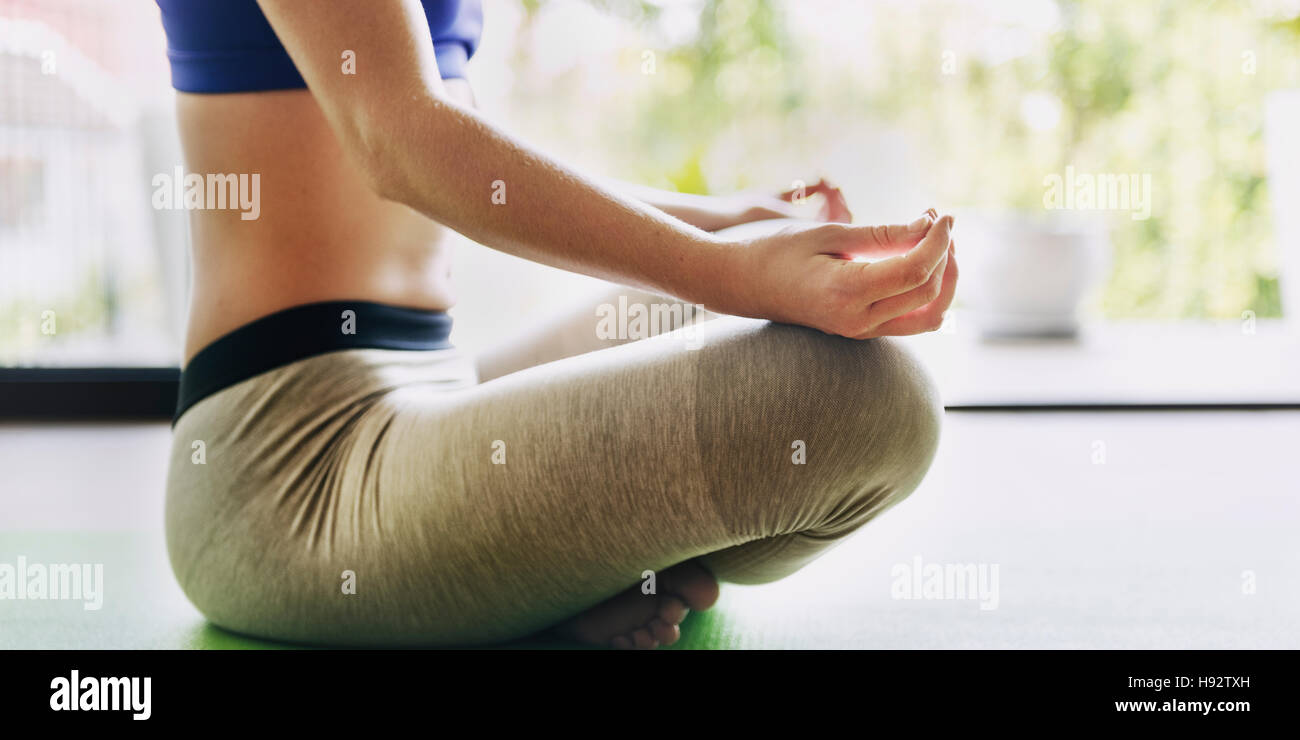 Woman Yoga Practice Pose Training Concept Stock Photo - Alamy