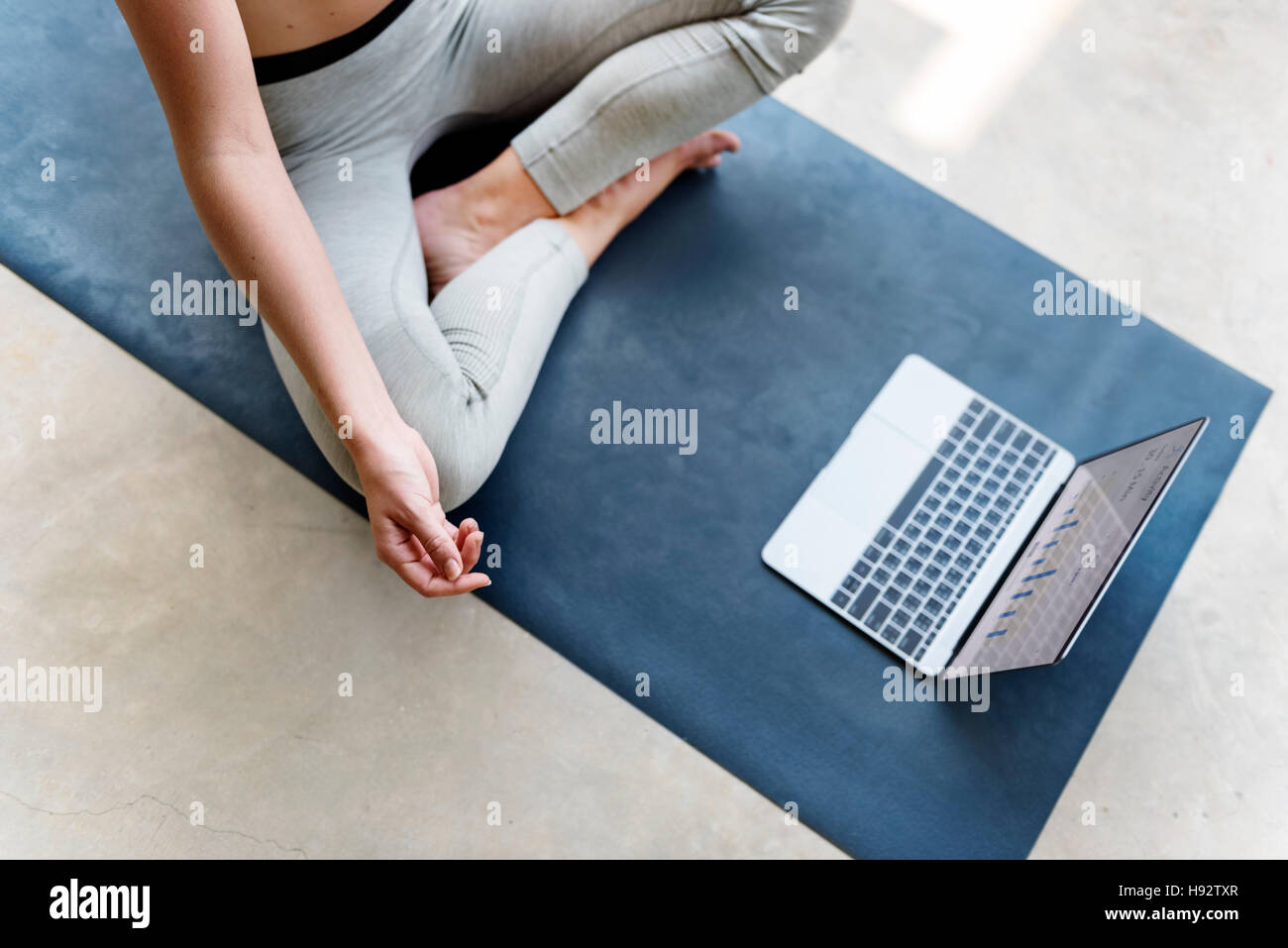 Woman Yoga Practice Pose Training Concept Stock Photo - Alamy