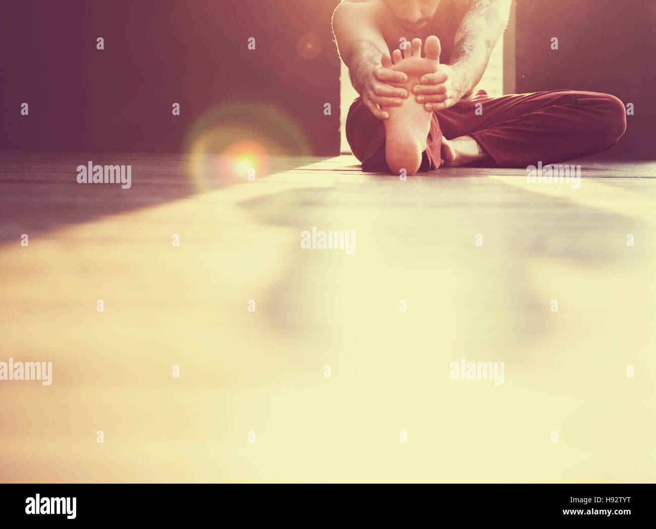 Man Yoga Practice Pose Training Concept Stock Photo - Alamy