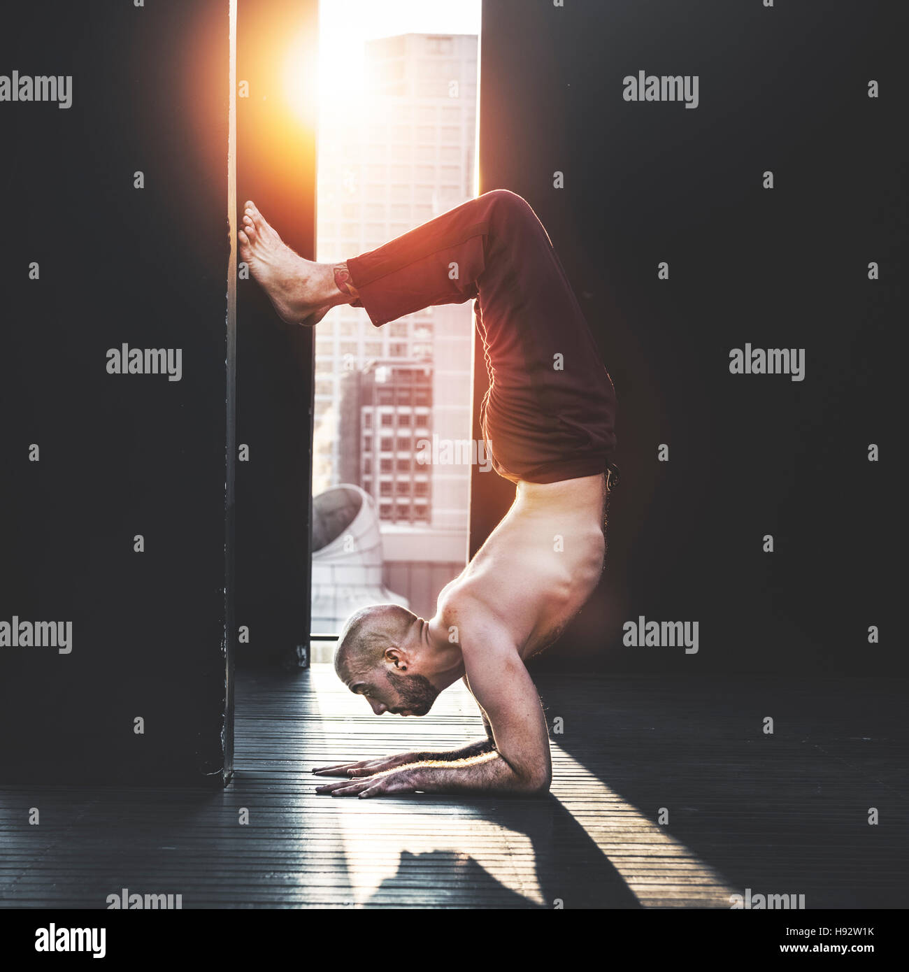 Man Yoga Practice Pose Training Concept Stock Photo - Alamy
