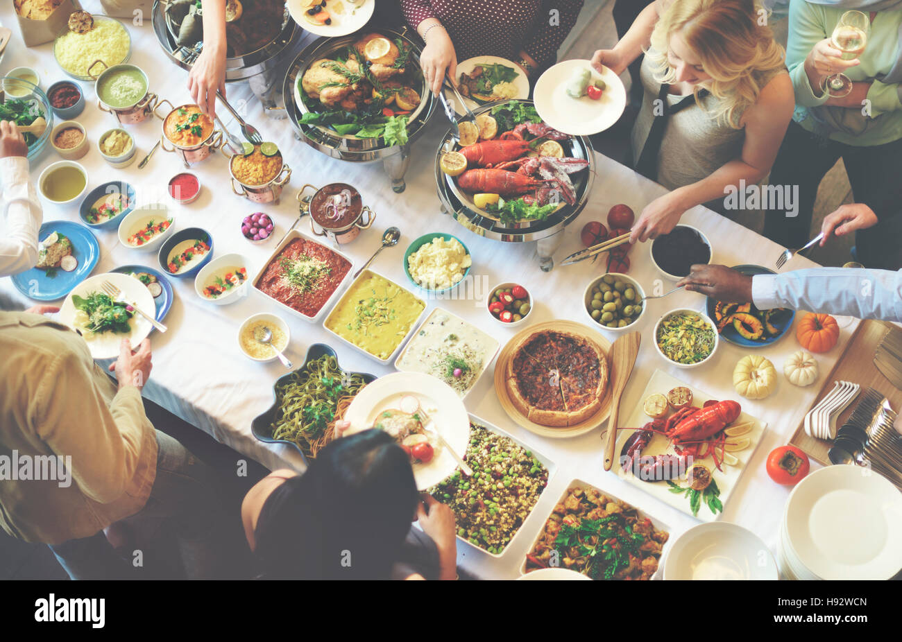Meal Food Party Celebrate Cafe Restaurant Event Concept Stock Photo - Alamy