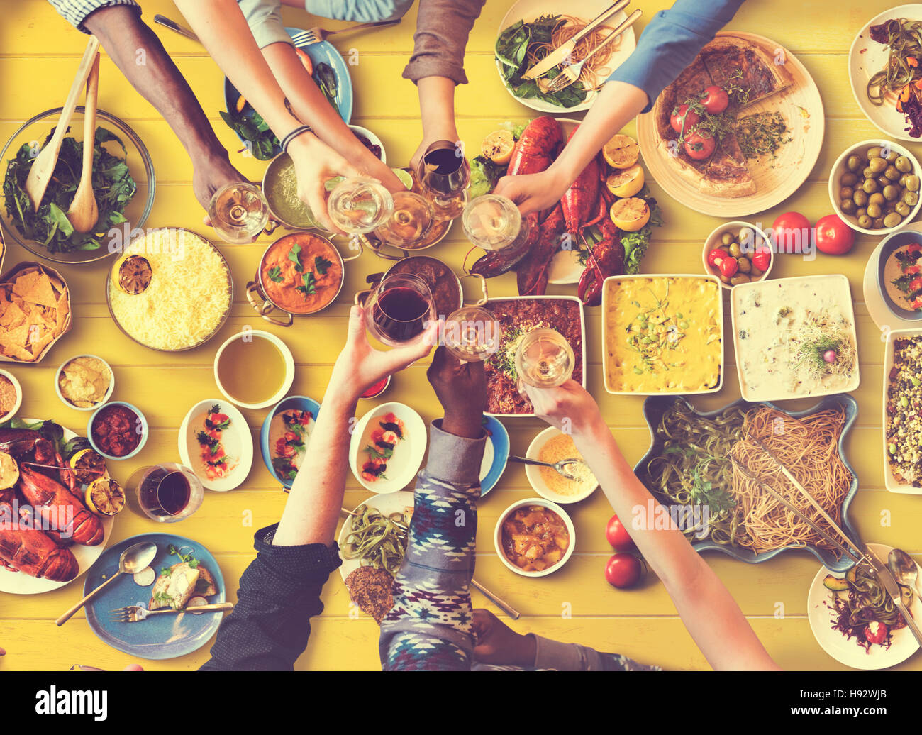 Friends Happiness Enjoying Dinning Eating Concept Stock Photo - Alamy