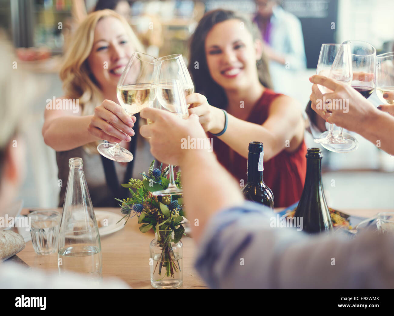 Friends Party Cheers Enjoying Food Concept Stock Photo - Alamy