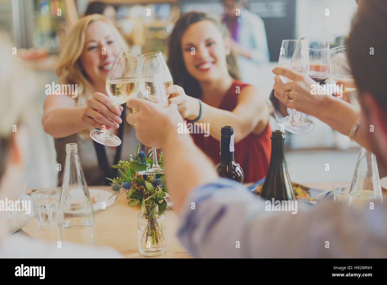 Friends Party Cheers Enjoying Food Concept Stock Photo - Alamy