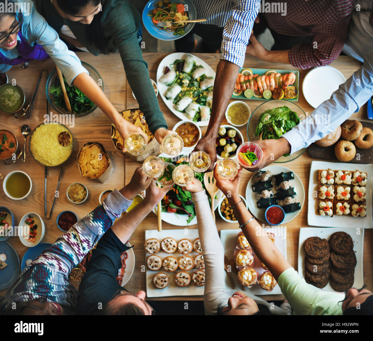 Friends Happiness Enjoying Dinning Eating Concept Stock Photo - Alamy