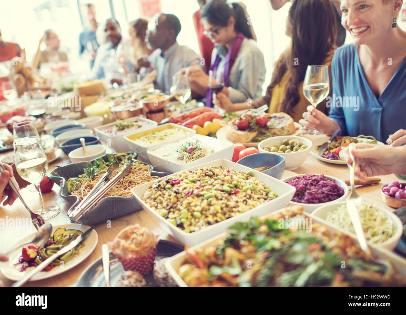 Meal Food Party Celebrate Cafe Restaurant Event Concept Stock Photo - Alamy
