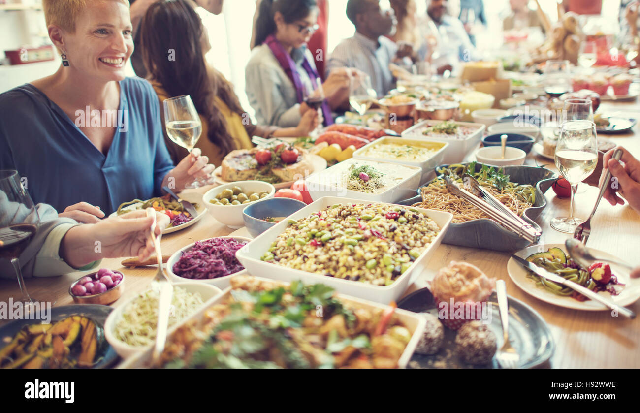 Meal Food Party Celebrate Cafe Restaurant Event Concept Stock Photo - Alamy