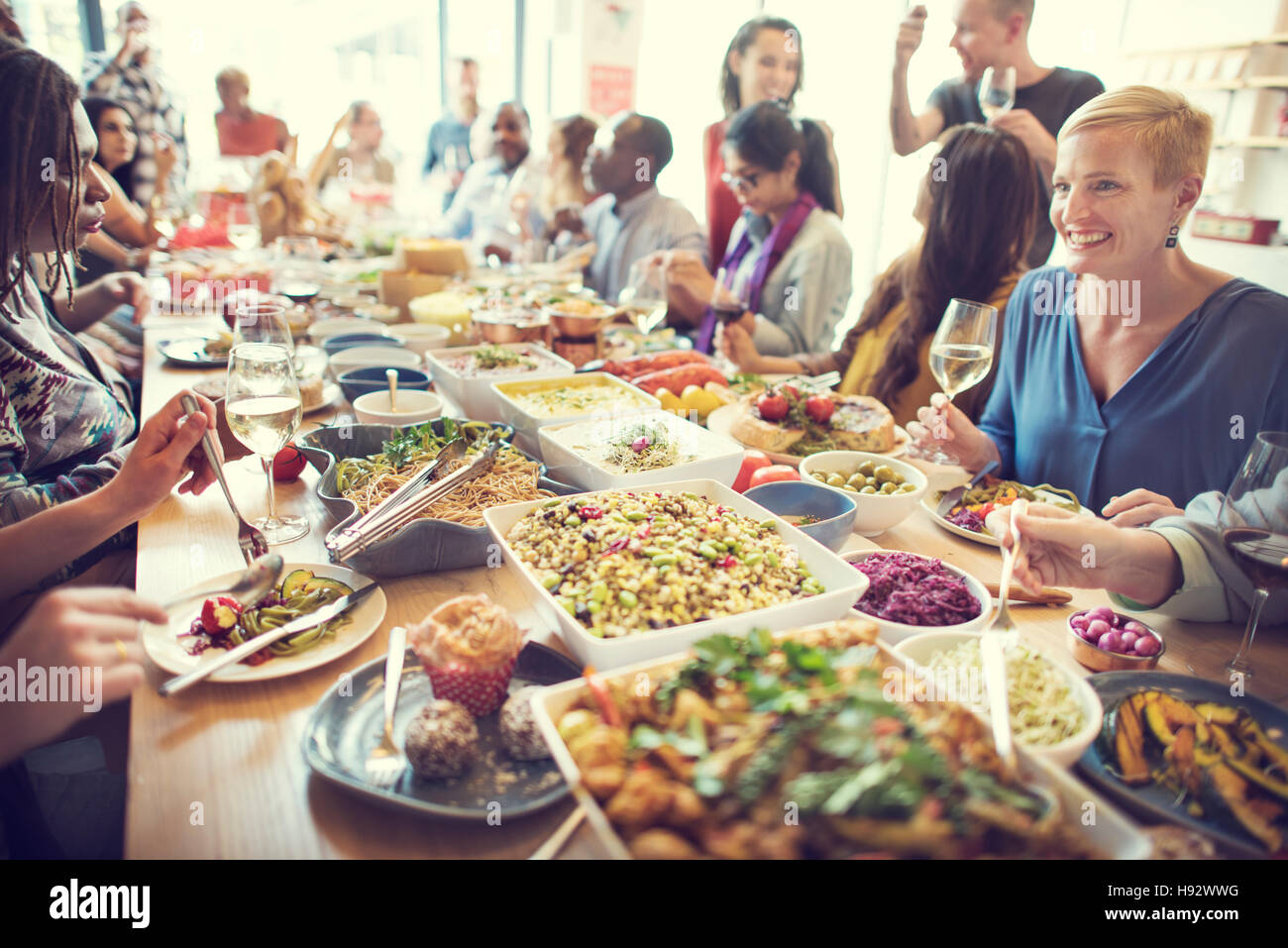 Meal Food Party Celebrate Cafe Restaurant Event Concept Stock Photo - Alamy