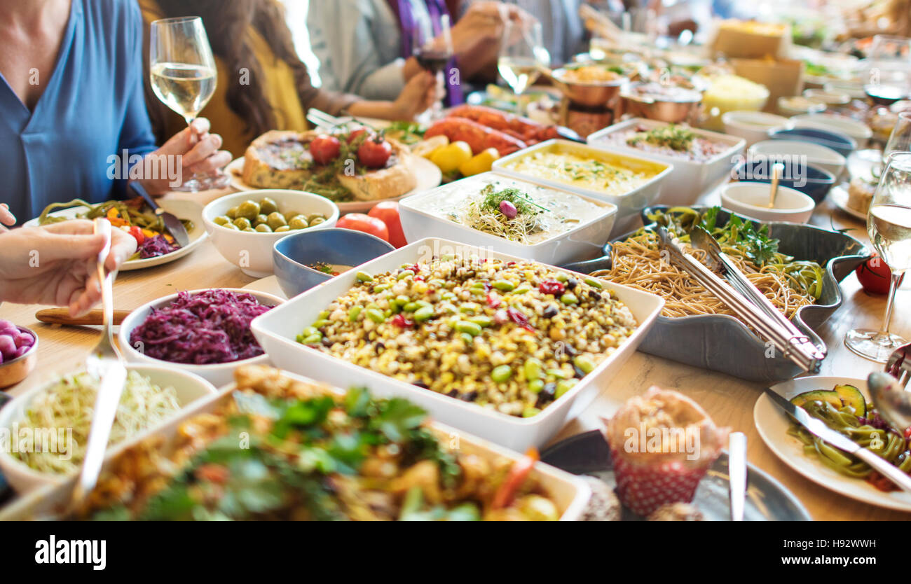 Meal Food Party Celebrate Cafe Restaurant Event Concept Stock Photo - Alamy