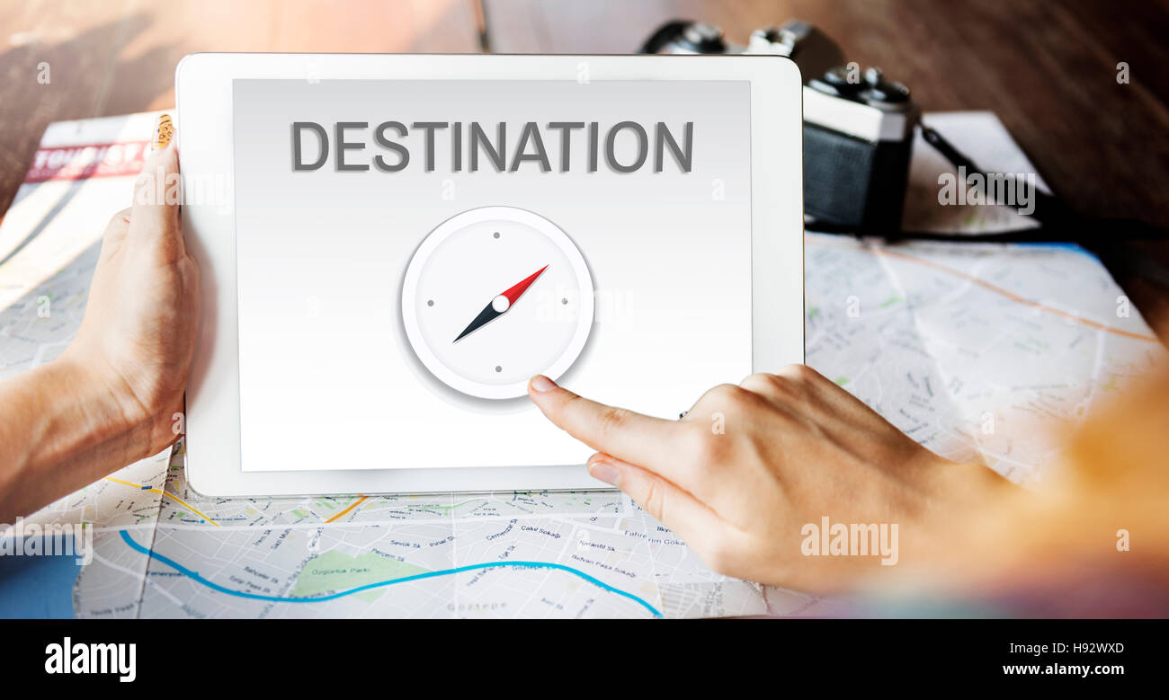 Destination Location GPS Map Concept Stock Photo - Alamy