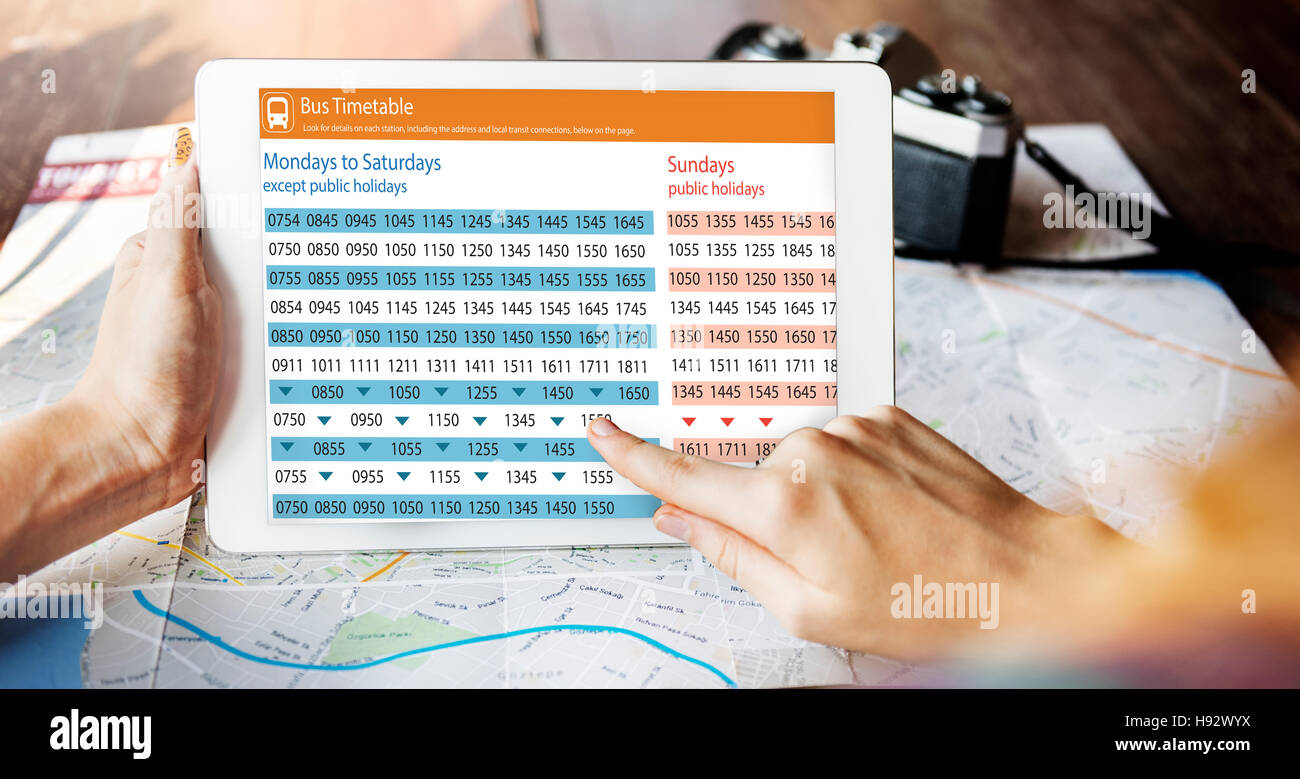 Public Transport Transportation Bus Schedule Concept Stock Photo - Alamy
