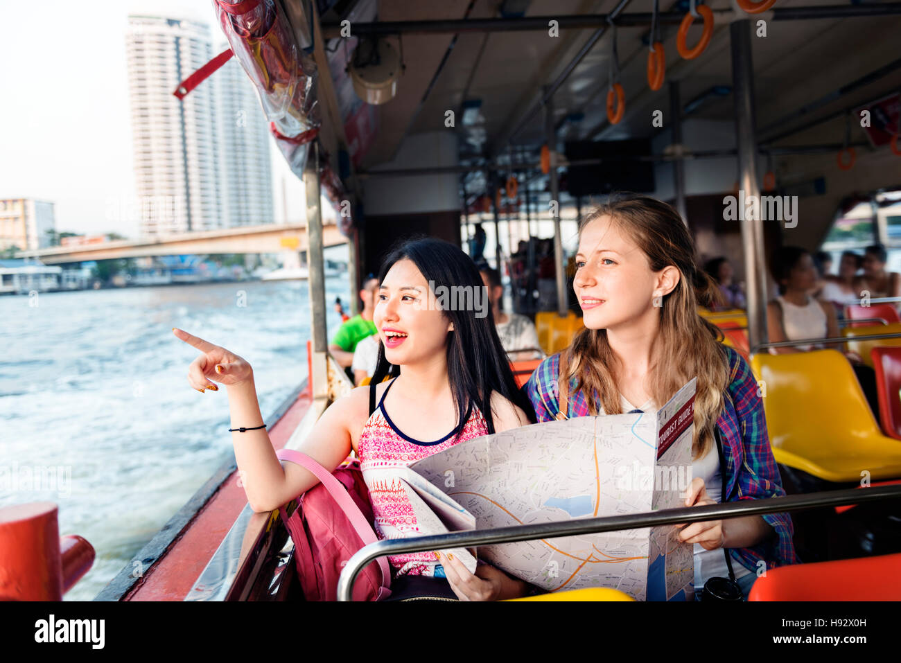 Girls Friendship Hangout Traveling Holiday Map Concept Stock Photo - Alamy