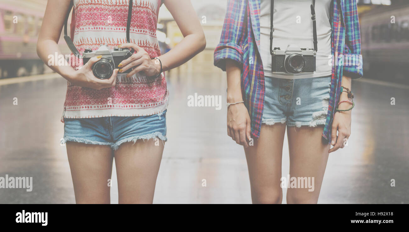 Girls Friendship Hangout Traveling Holiday Photography Concept Stock ...