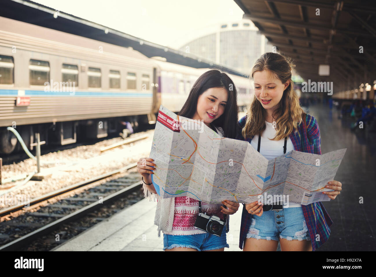 Girls Friendship Hangout Traveling Holiday Map Concept Stock Photo - Alamy