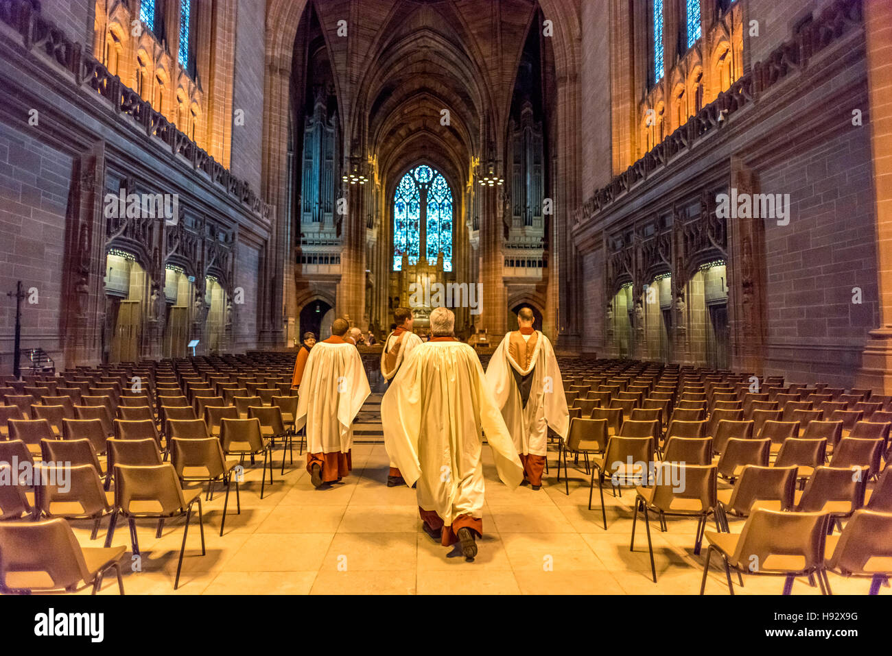 Inside the Church of England Cathedral at Liverpool, designed by Sir ...