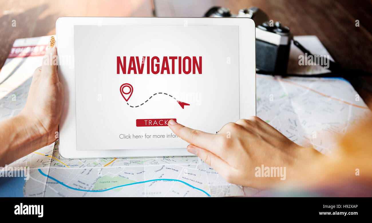 Navigation Gps Pilot Planning Position Route Concept Stock Photo - Alamy