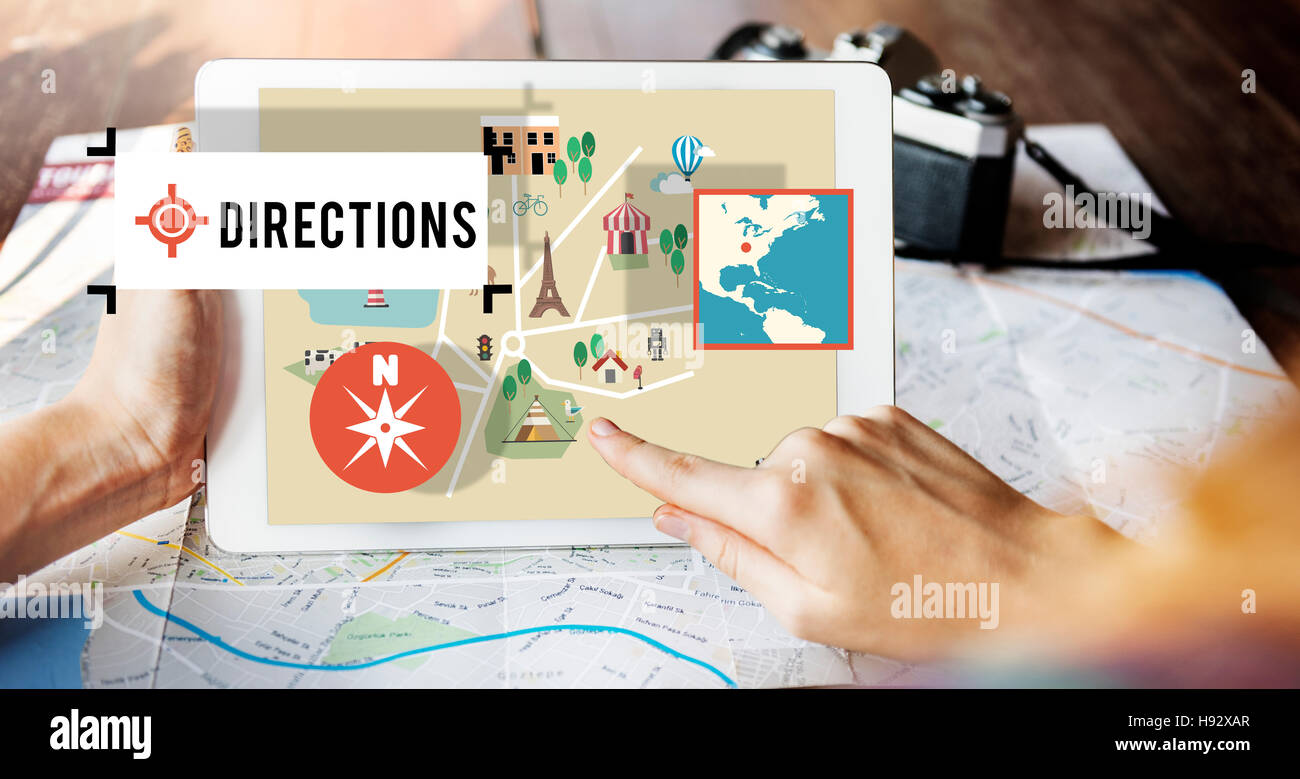 Direction Journey Location Magnetic Navigation Concept Stock Photo - Alamy