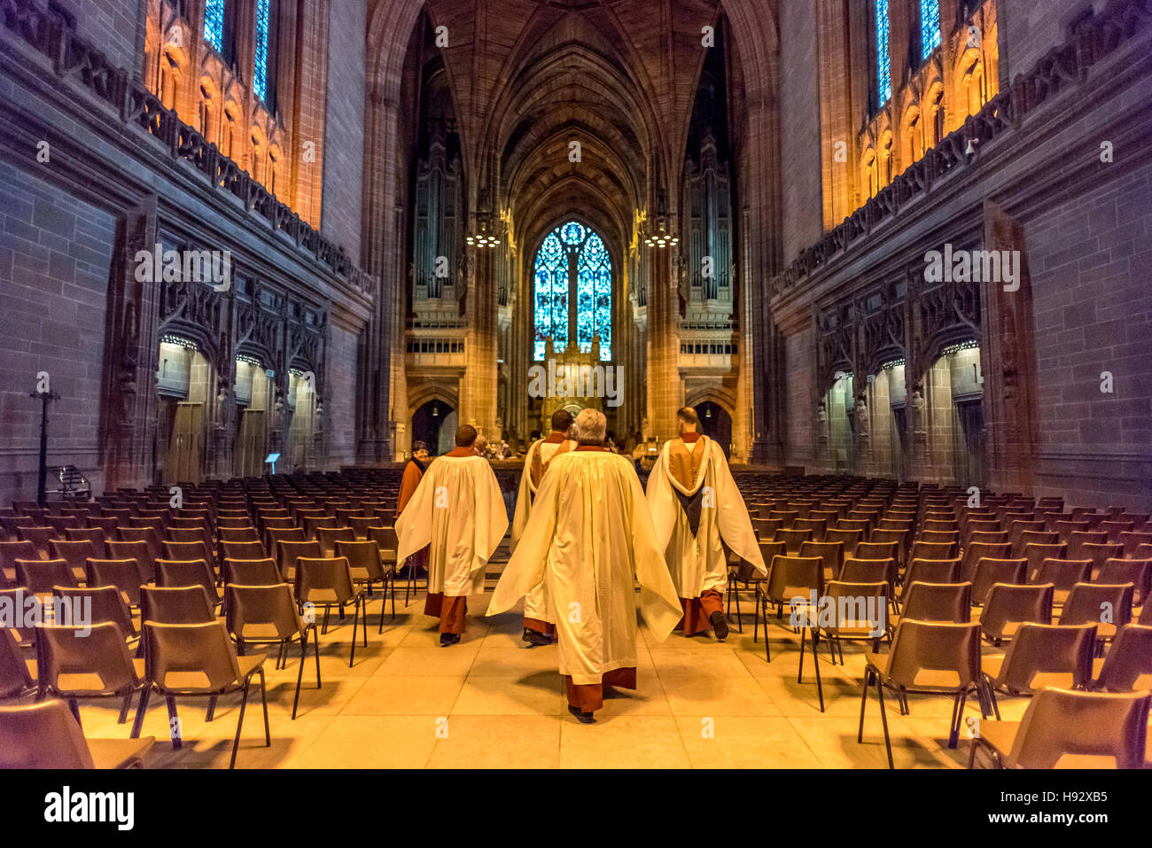 Inside the Church of England Cathedral at Liverpool, designed by Sir ...