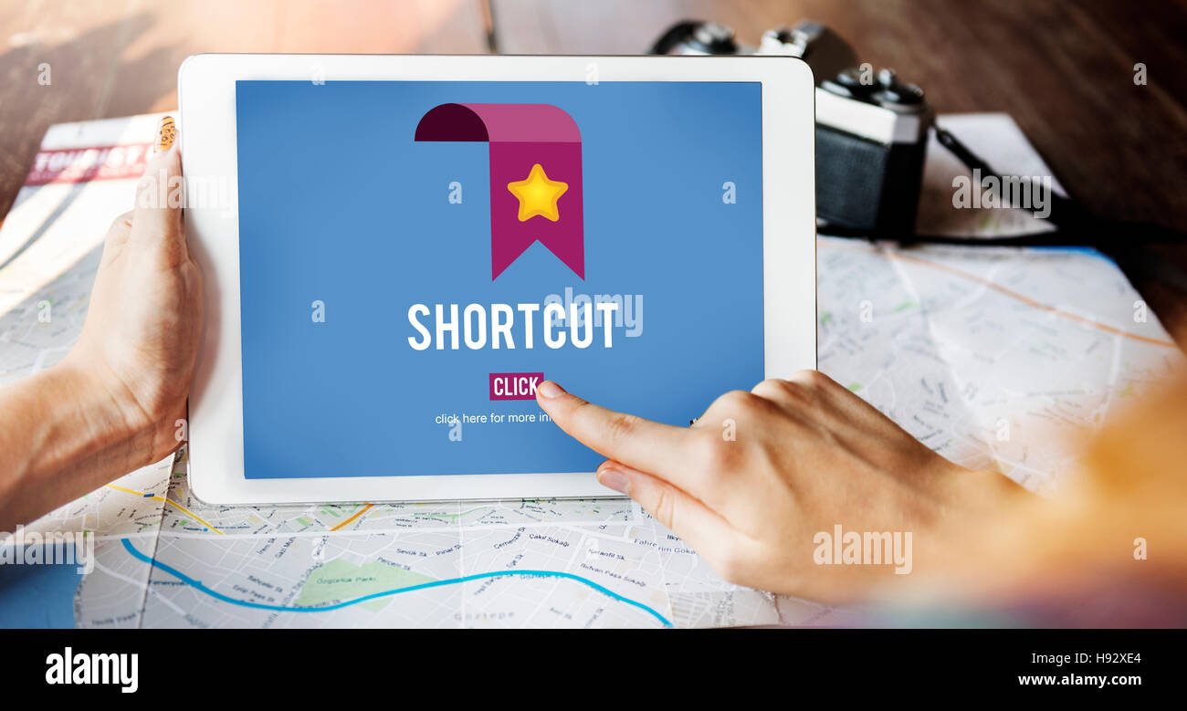 Shortcut Internet Guide Direction Process Concept Stock Photo - Alamy