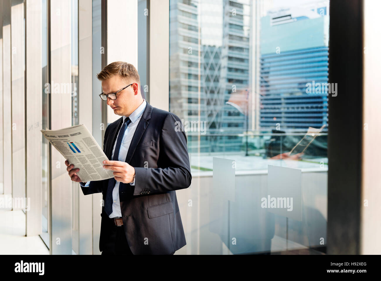 Business Man Working Reading Newspaper Concept Stock Photo - Alamy
