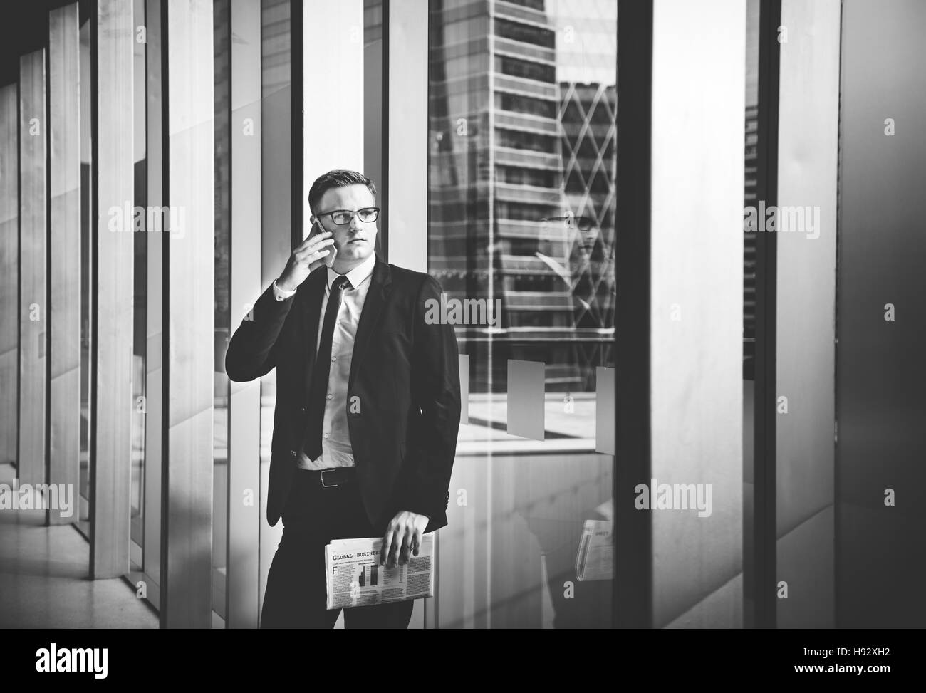 Entrepreneur business man talking Black and White Stock Photos & Images ...