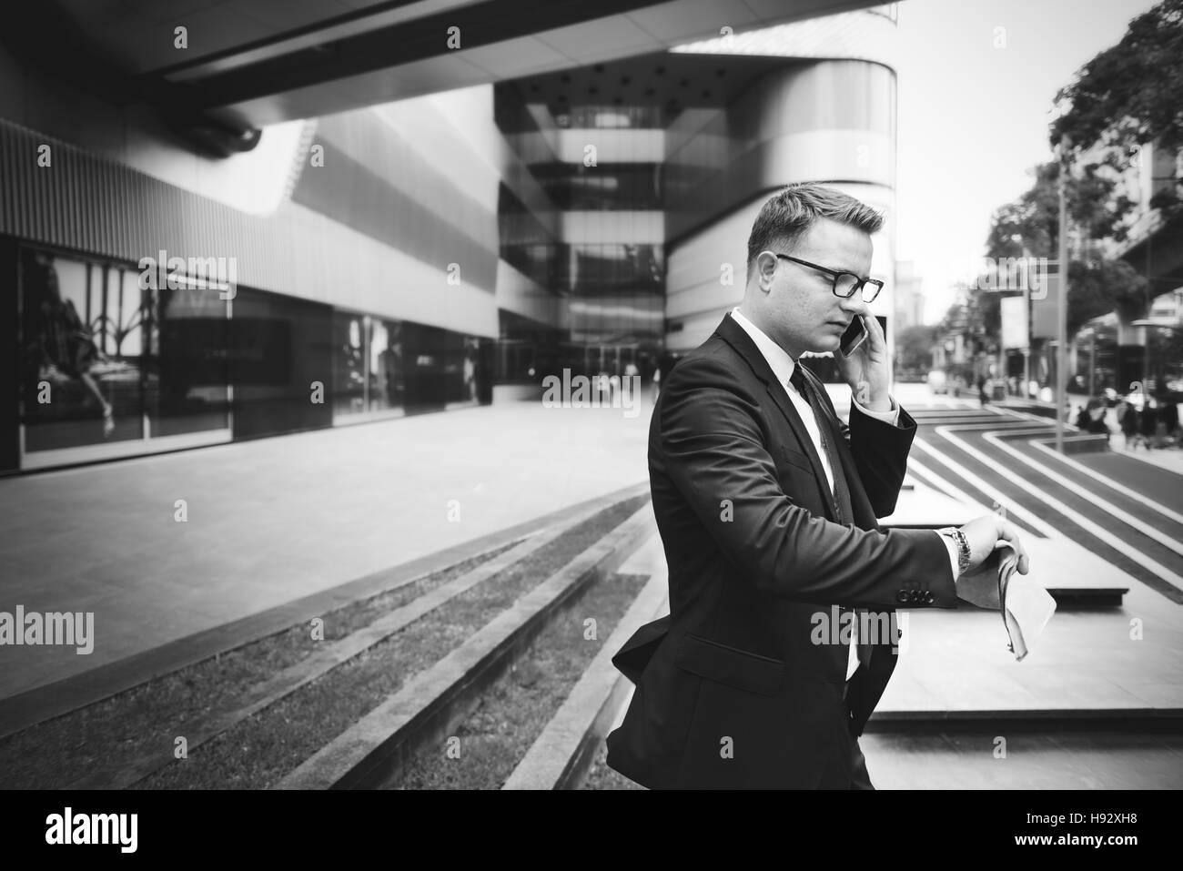 Entrepreneur business man talking Black and White Stock Photos & Images ...