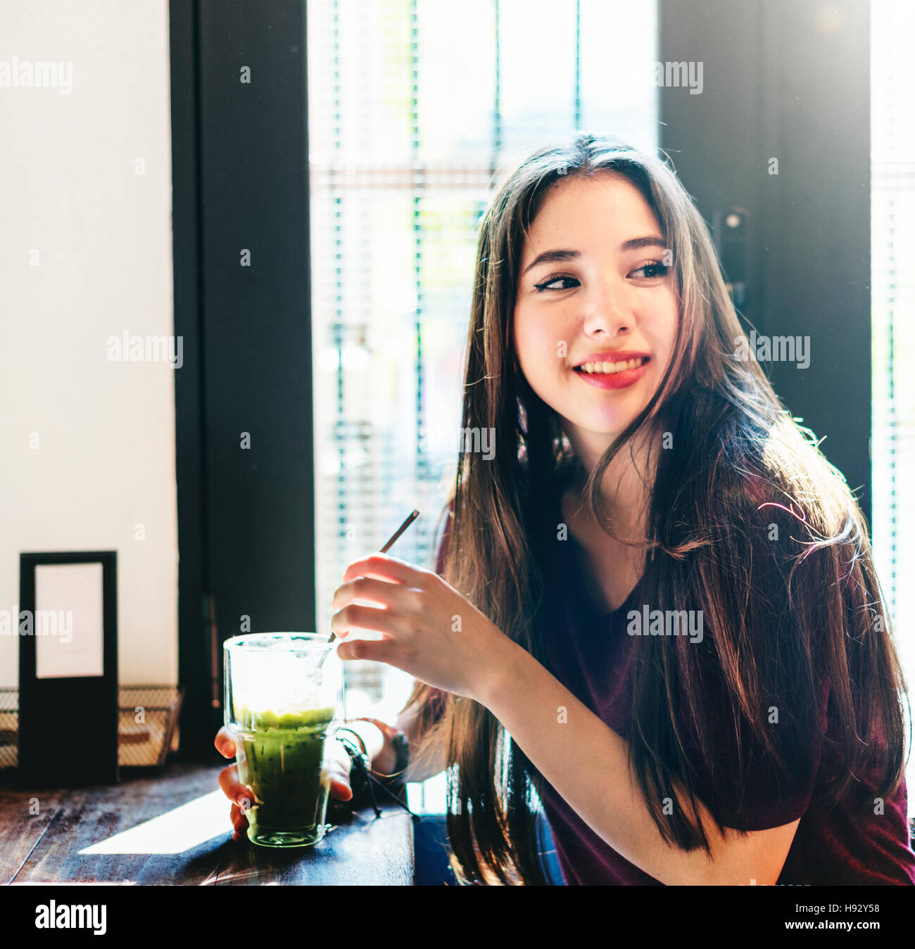 Green Tea Cafe Bar Lifestyle Relaxing Resting Concept Stock Photo - Alamy