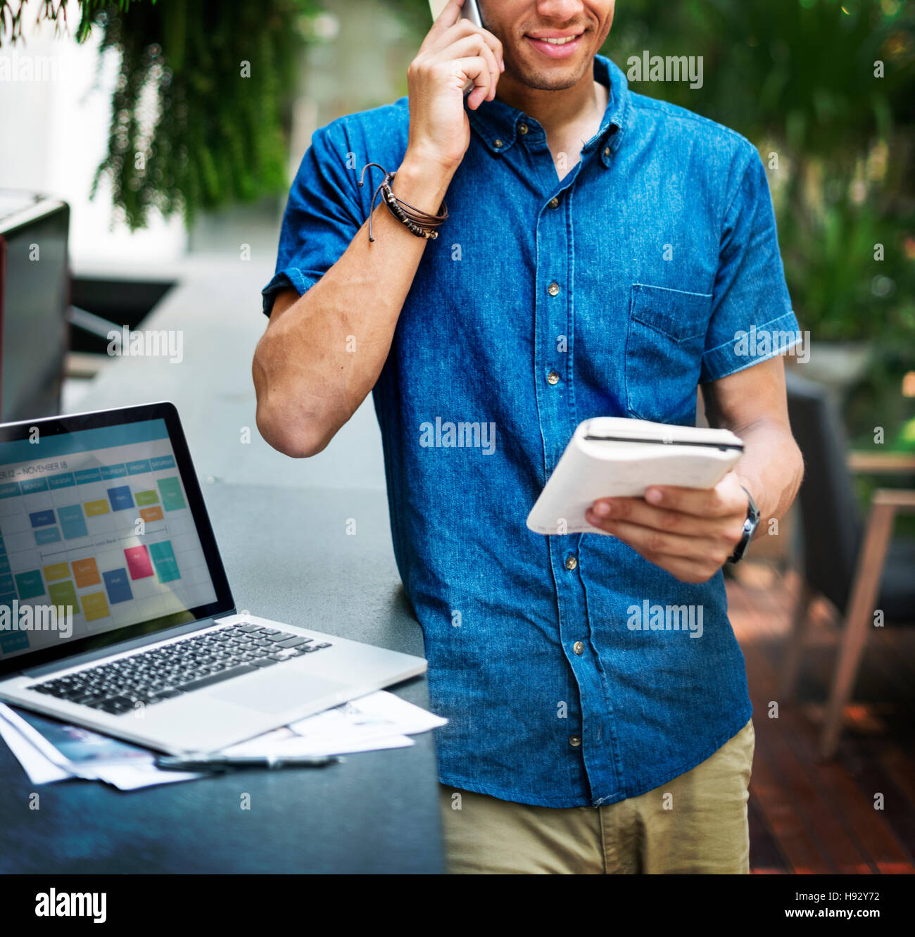 Man Working Laptop Connecting Networking Concept Stock Photo - Alamy
