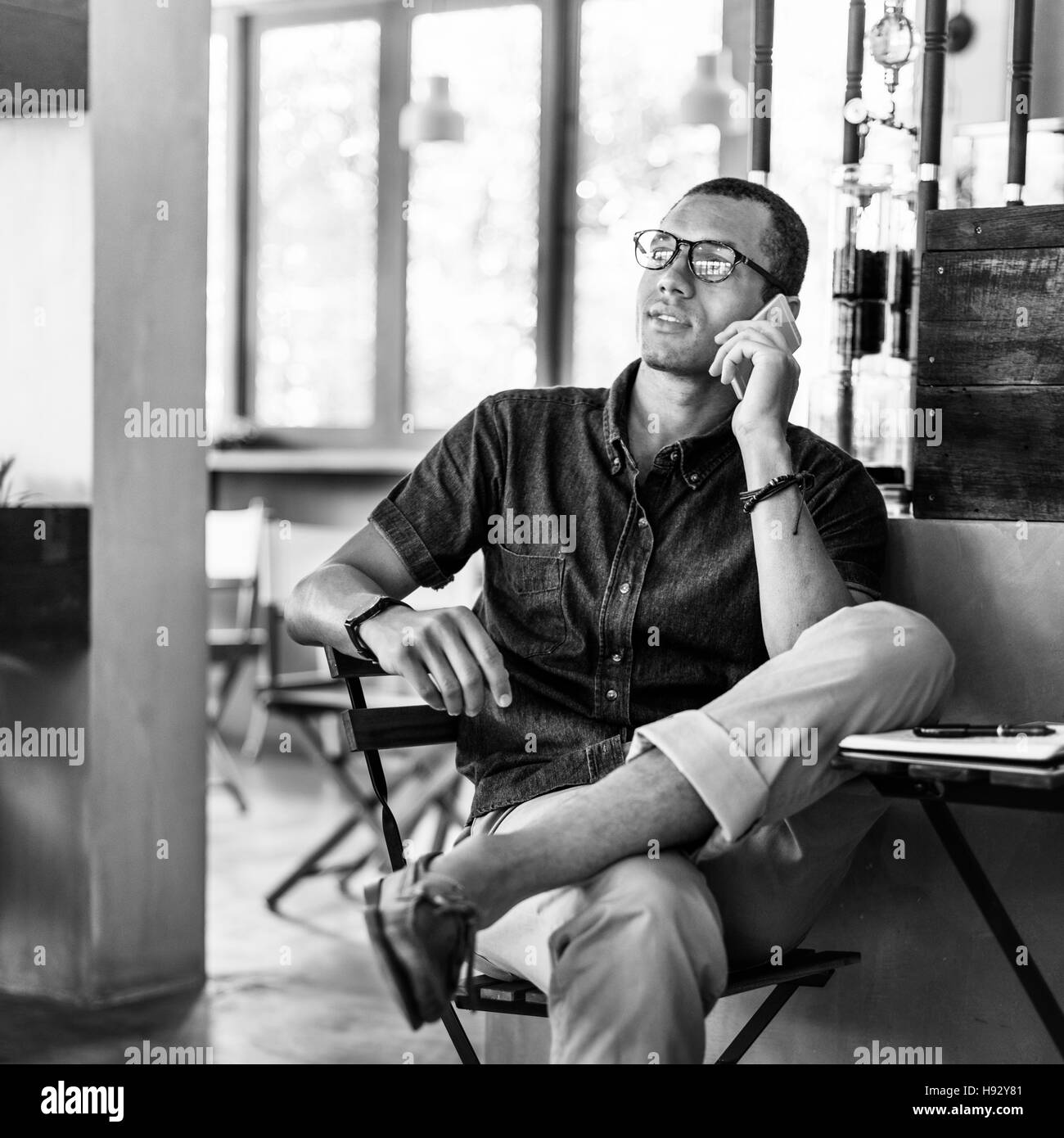 Man laptop cafe Black and White Stock Photos & Images - Alamy
