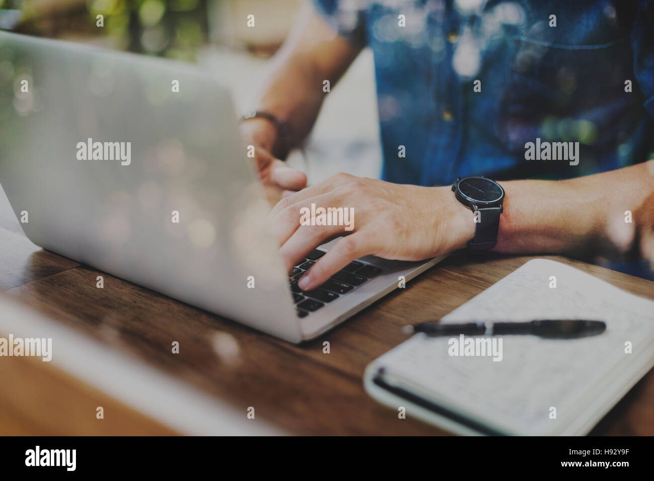 Man Working Laptop Connecting Networking Concept Stock Photo - Alamy