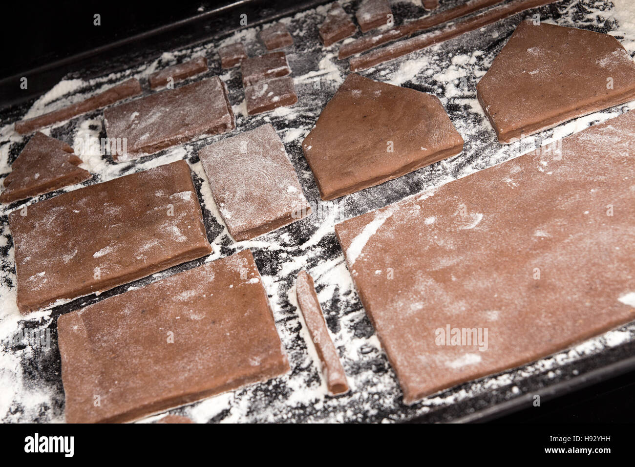 Preparation gingerbread house for Christmas celebration. Baking ...