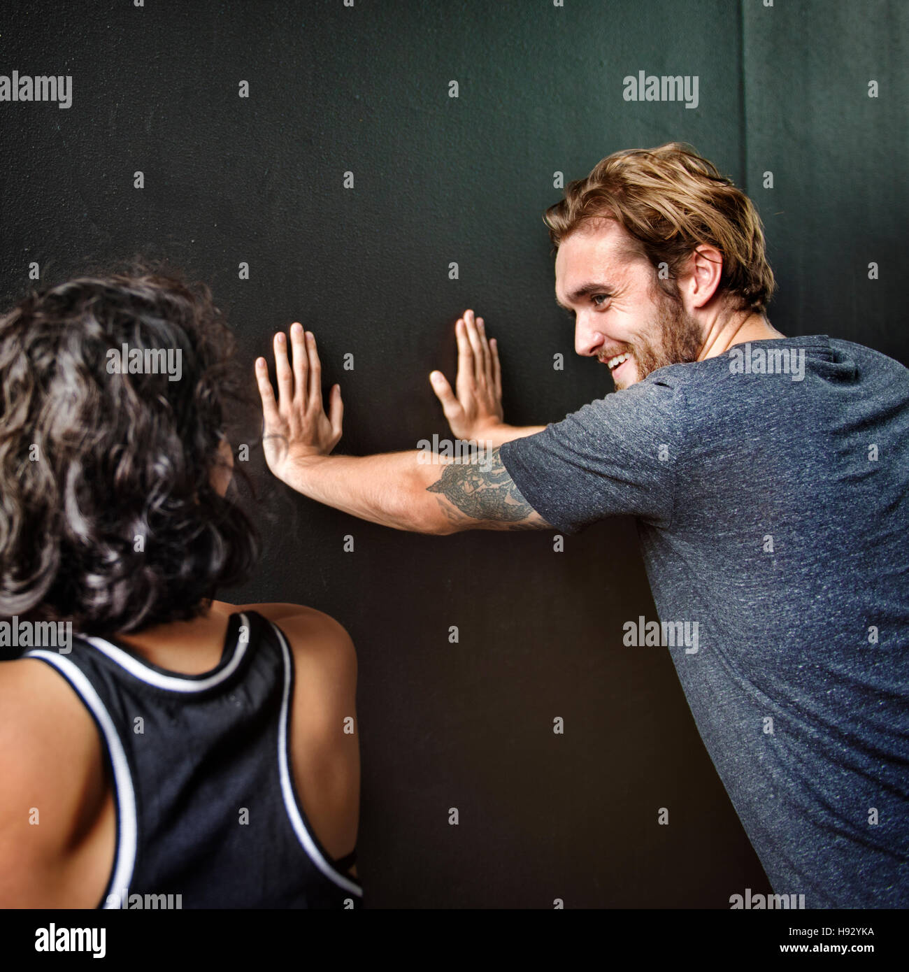 Partner Training Stretching Workout Concept Stock Photo - Alamy