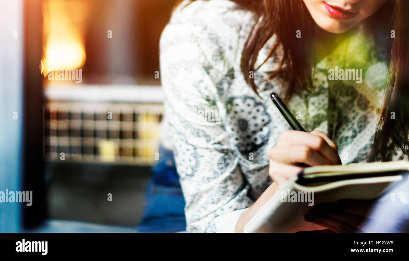 Leisure Cafe Casual Female Focus Lifestyle Writing Concept Stock Photo ...