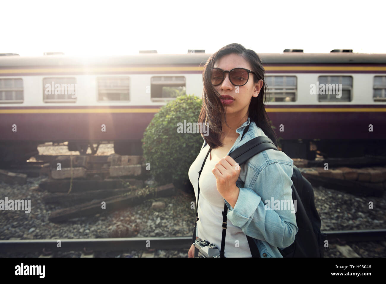 Trail Railroad Train Transport Travel Platform Concept Stock Photo - Alamy