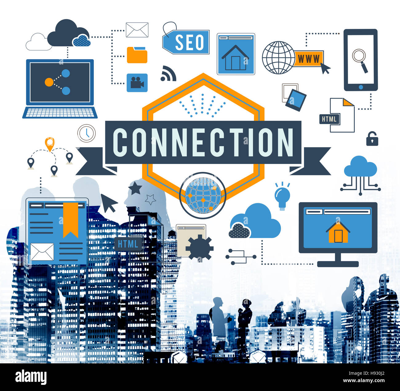 Connection Communication Digital Networking Concept Stock Photo - Alamy