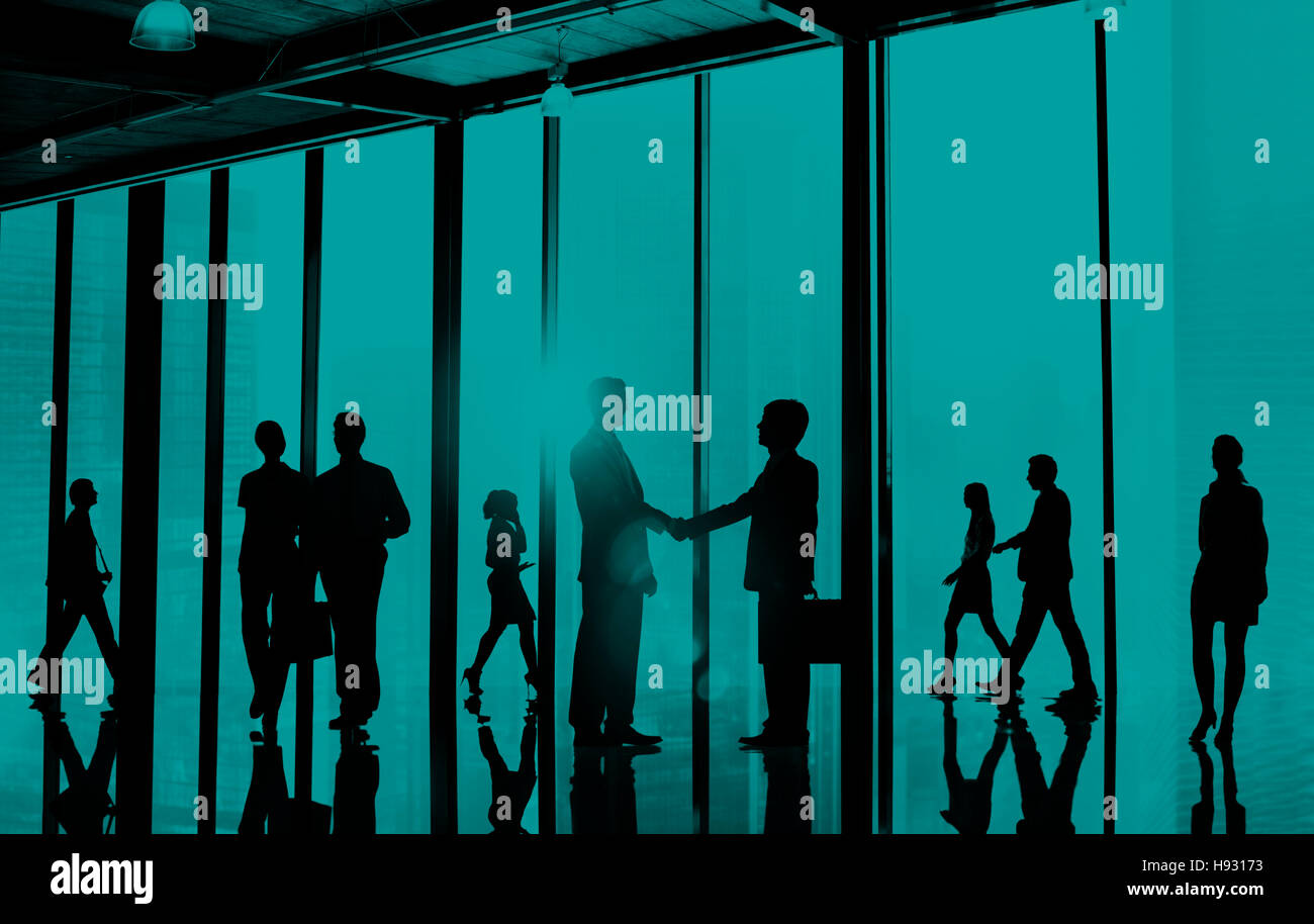 Business People Commuter Walking Handshake Greeting Concept Stock Photo ...