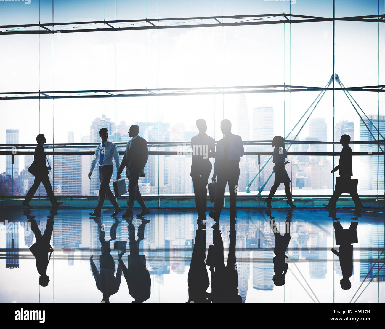 Silhouette Business People Commuter Walking Rush Hour Concept Stock ...