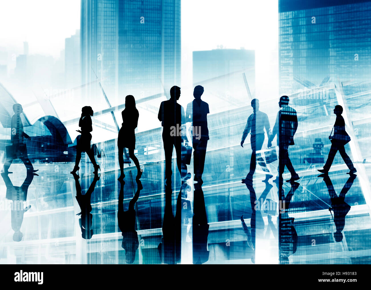 Silhouette Business People Commuter Walking Rush Hour Concept Stock ...