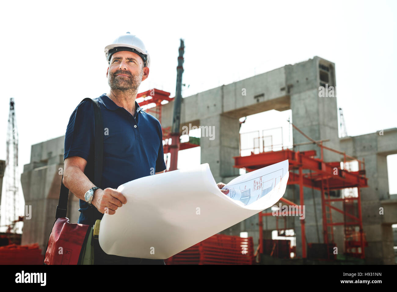 Architect Outdoors Working Construction Site Concept Stock Photo - Alamy