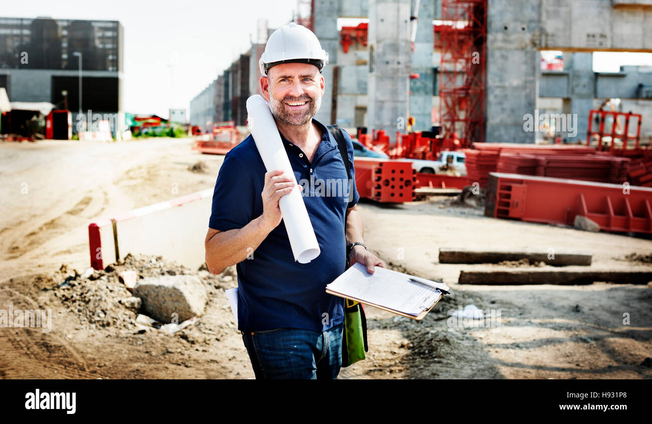 Architect Construction Site Planning Working Concept Stock Photo - Alamy