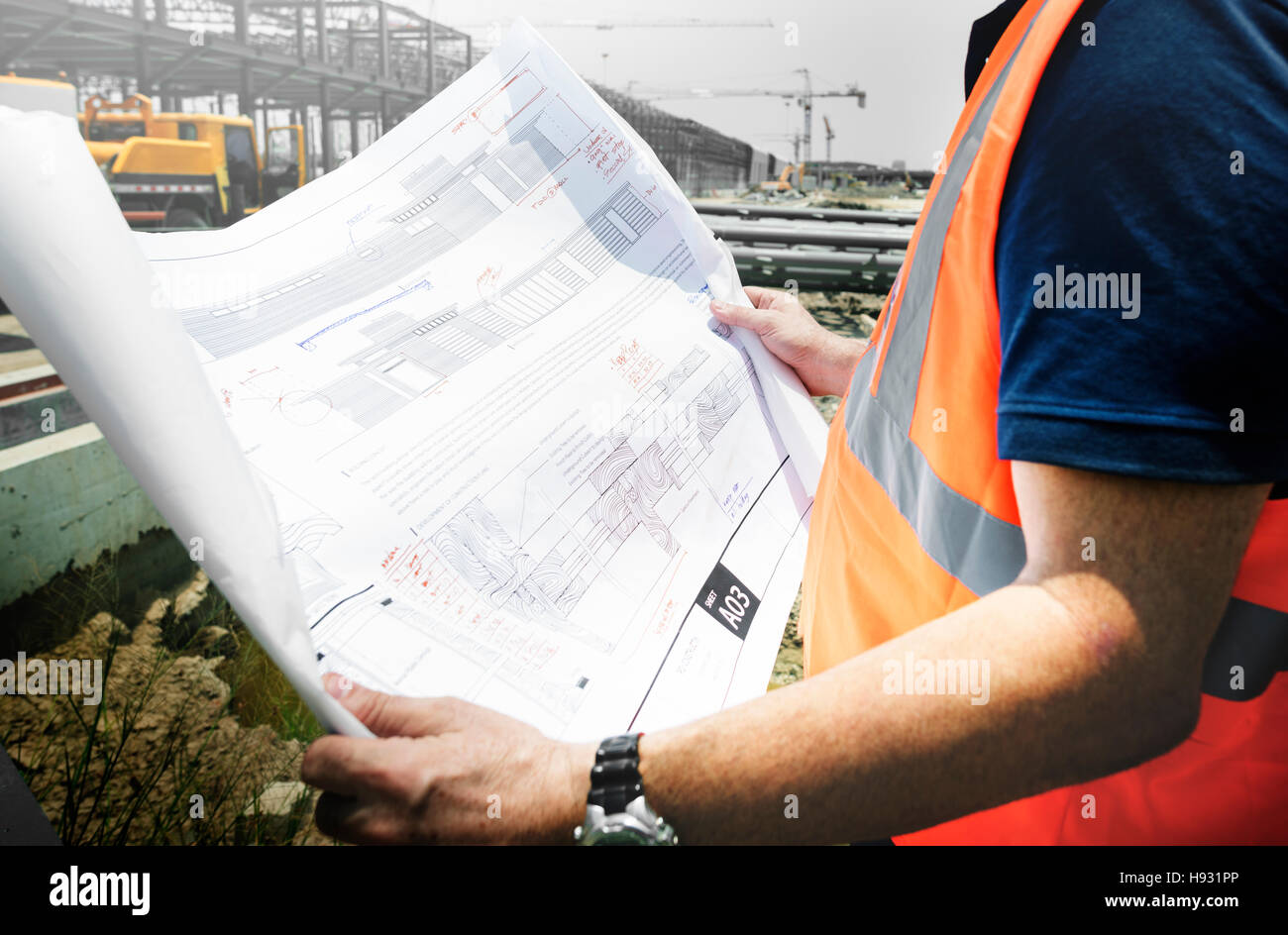 Architect Assistance Building Construction Site Concept Stock Photo - Alamy