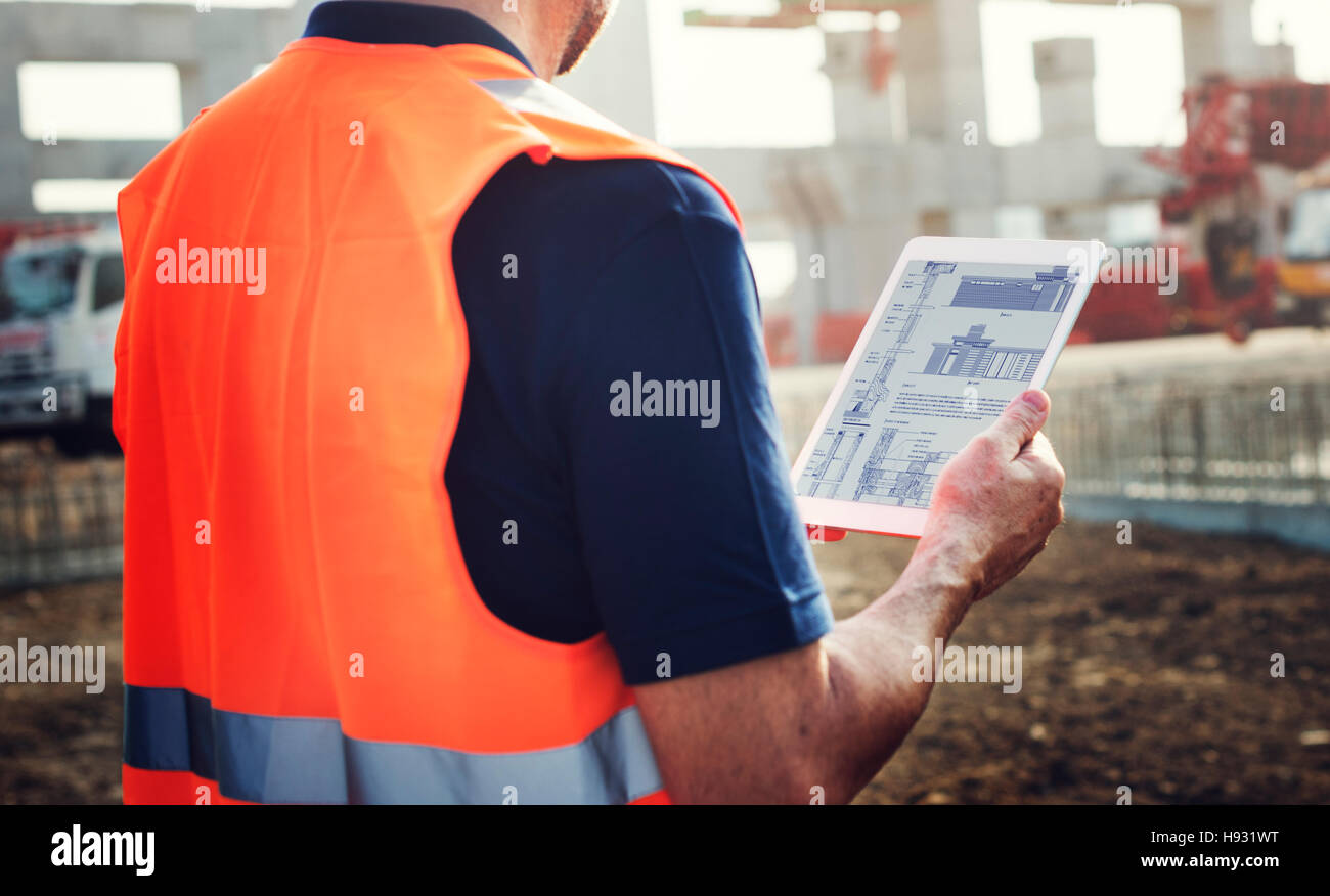 Construction Worker Planning Contractor Developer Concept Stock Photo ...