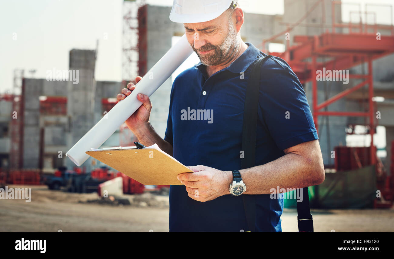 Construction Worker Planning Contractor Developer Concept Stock Photo ...