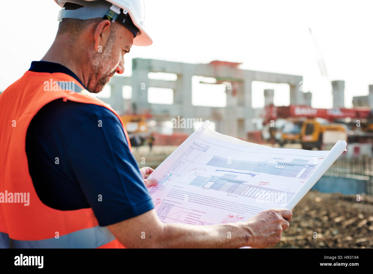 Construction Worker Planning Constractor Developer Concept Stock Photo ...